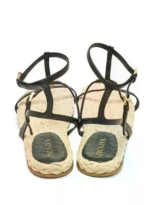 Prada T-strap Leather Espadrilles