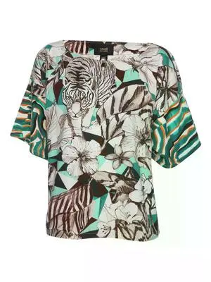 Roberto Cavalli Floral And Tiger Print T-shirt