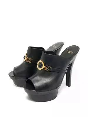 Versace Insignia Leather Slide Sandals