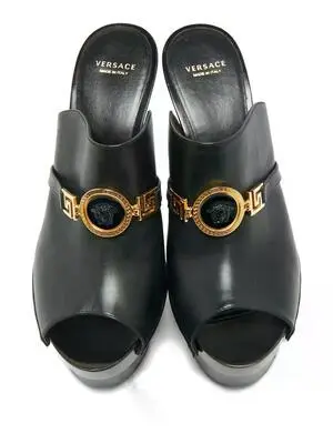Versace Insignia Leather Slide Sandals