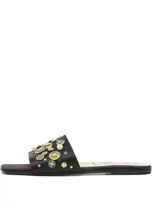 N°21 Satin Embellished Sandals - Black