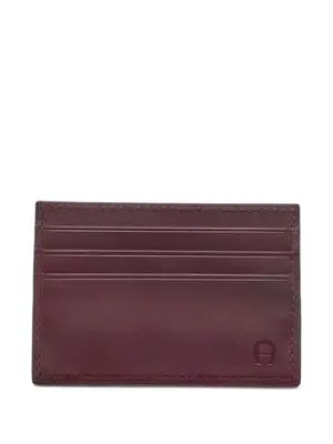 AIGNER Logo-embossed Leather Card Holder - Red