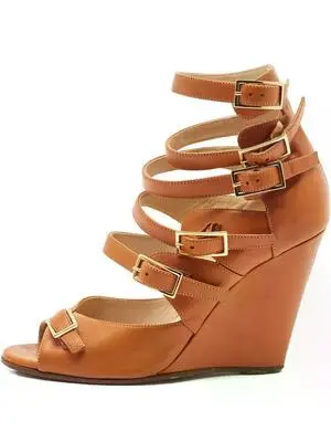 Chloé Leather Wedge Sandals