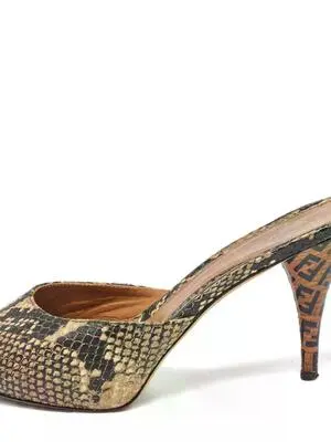 Fendi Snakeskin Embossed Leather Sandals