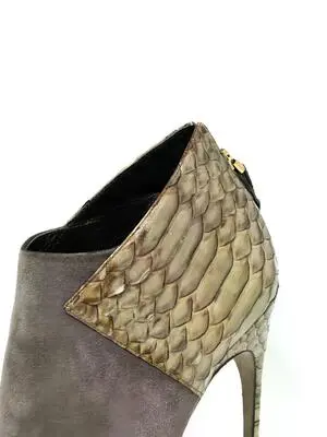 SERGIO ROSSI 115mm Suede Python Bootie
