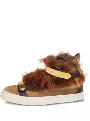 GIUSEPPE ZANOTTI Fur Suede Sneakers - Brown