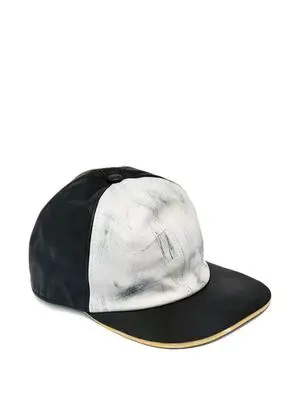 Marc Jacobs Leather Baseball Cap With Scratch Pattern And Trim