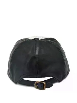 Marc Jacobs Leather Baseball Cap With Scratch Pattern And Trim