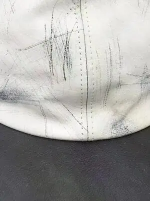 Marc Jacobs Leather Baseball Cap With Scratch Pattern And Trim