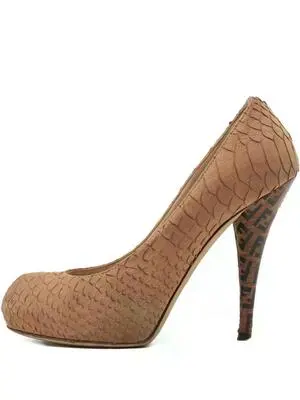 Fendi Python Embossed Leather Pumps