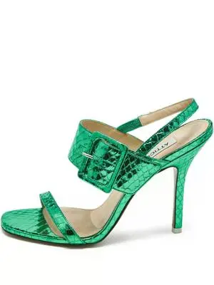 Attico Mariah Embossed Leather Sandals - Green