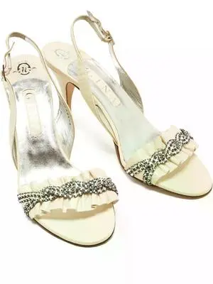 GINA Crystal-embellished Leather Sandals - Neutrals