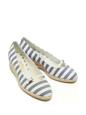 FERRAGAMO Audrey Striped Wedge Espadrilles