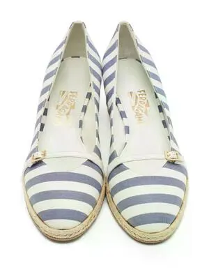 FERRAGAMO Audrey Striped Wedge Espadrilles