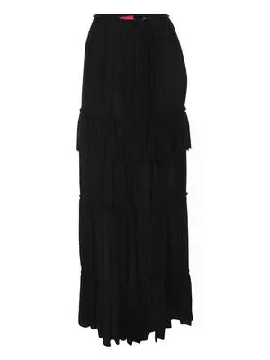 LANVIN Layered Ruffled Silk Maxi Skirt