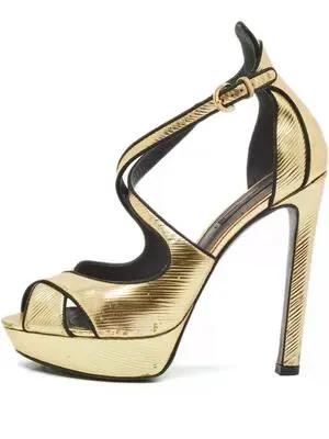 Louis Vuitton Gold Tone Sandals For Women