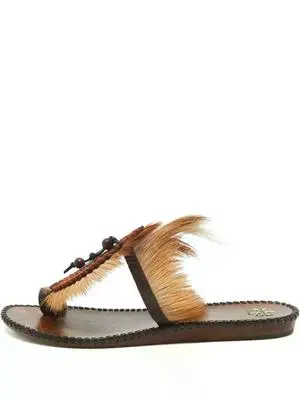Tory Burch Leather Feather Sandals - Brown