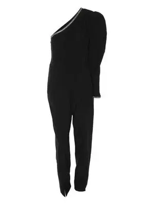 SELF-PORTRAIT Crepe One-shoulder Jumpsuit - Black