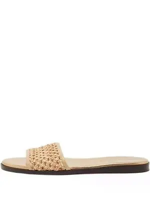 JIMMY CHOO Raffia Flat Sandals - Neutrals