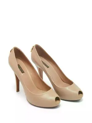 LOUIS VUITTON Leather Peep-toe Heeled Pumps