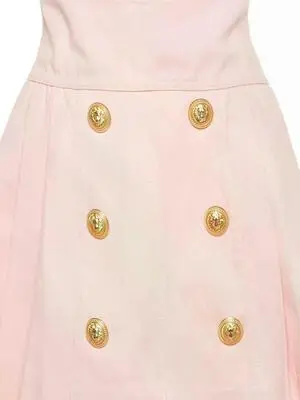 Balmain Pleated Button-appliqué Skirt