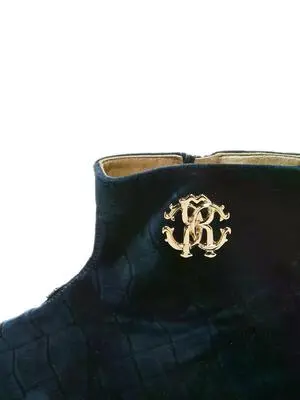 Roberto Cavalli Crocodile-embossed Velvet Ankle Boots