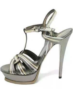 Saint Laurent Tribute Strappy Sandals - Grey