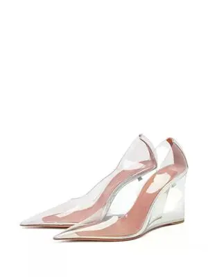 Amina Muaddi 95mm Wedge Pumps - White