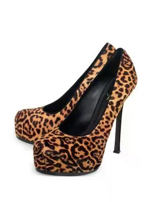 Saint Laurent Tribtoo Leopard Platform Pumps - Brown