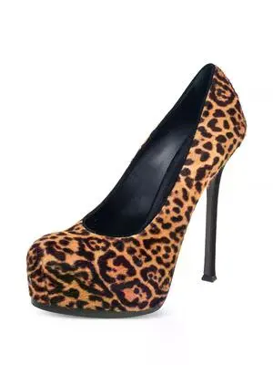 Saint Laurent Tribtoo Leopard Platform Pumps - Brown