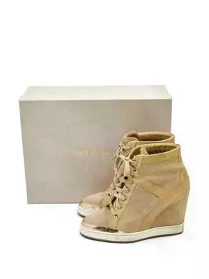 JIMMY CHOO Leather Wedge Heel Sneakers