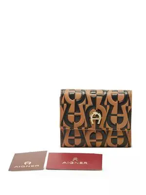 AIGNER Monogram Embossed Trifold Wallet