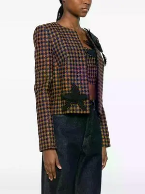Oscar De La Renta Orchid Embroidered Tweed Jacket