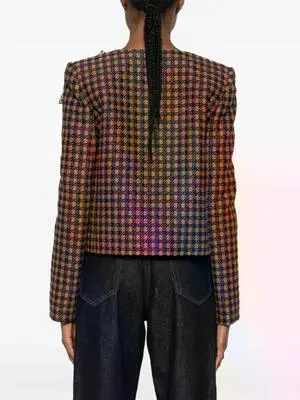 Oscar De La Renta Orchid Embroidered Tweed Jacket