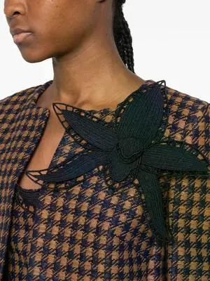 Oscar De La Renta Orchid Embroidered Tweed Jacket