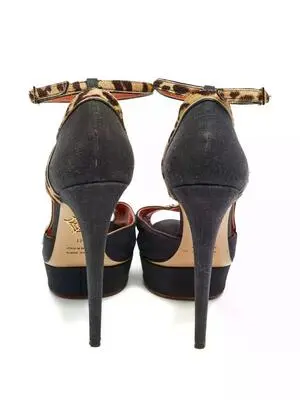 CHARLOTTE OLYMPIA Leopard Print Calf Hair Platform Pumps With Ankle Strap