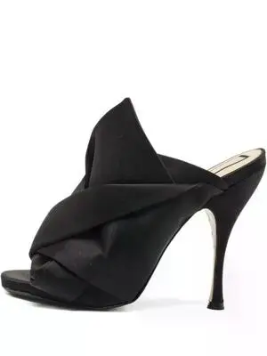 N°21 Peep-toe Mules - Black
