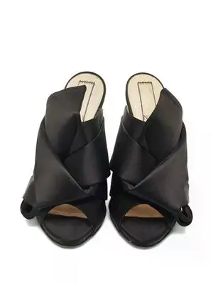 N°21 Peep-toe Mules - Black