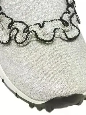 JIMMY CHOO Ruffled Knit Sneakers