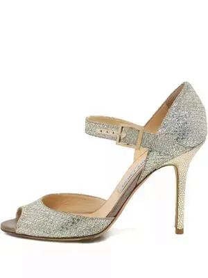 JIMMY CHOO Glitter Ankle Strap Sandals