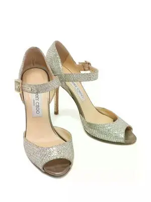 JIMMY CHOO Glitter Ankle Strap Sandals