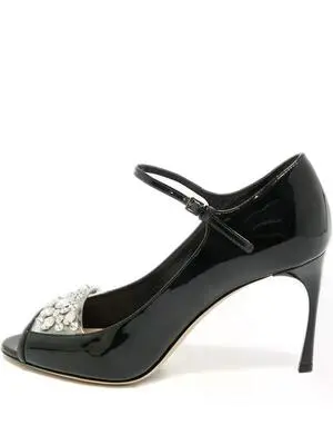 Miu Miu Open-toe Crystal Pumps