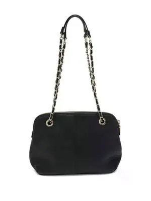 Dkny Leather Satchel With Chain Strap - Black