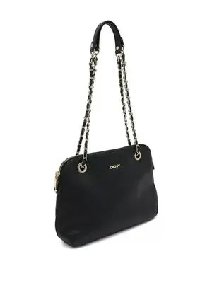 Dkny Leather Satchel With Chain Strap - Black