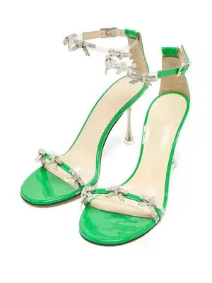 Mach & Mach 90mm Crystal Bow Embellished Sandals