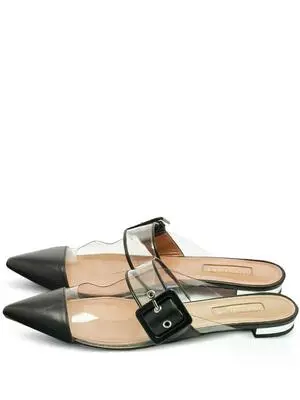AQUAZZURA Buckle-strap Leather Mules - Black