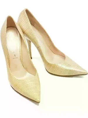 Casadei 120mm Croc-embossed Heeled Pumps - Neutrals