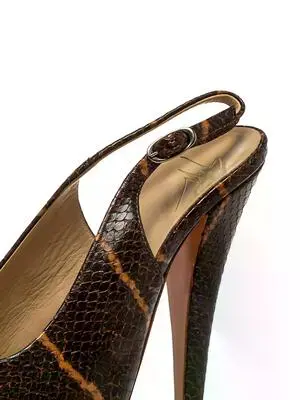 GIUSEPPE ZANOTTI 135mm Python-embossed Slingback Sandals