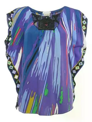 Emilio Pucci Silk Kaftan Top - Blue