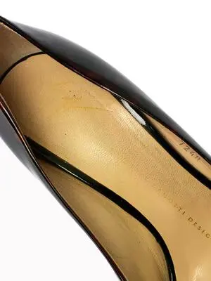 GIUSEPPE ZANOTTI Patent Leather Peep Toe Pumps - Brown